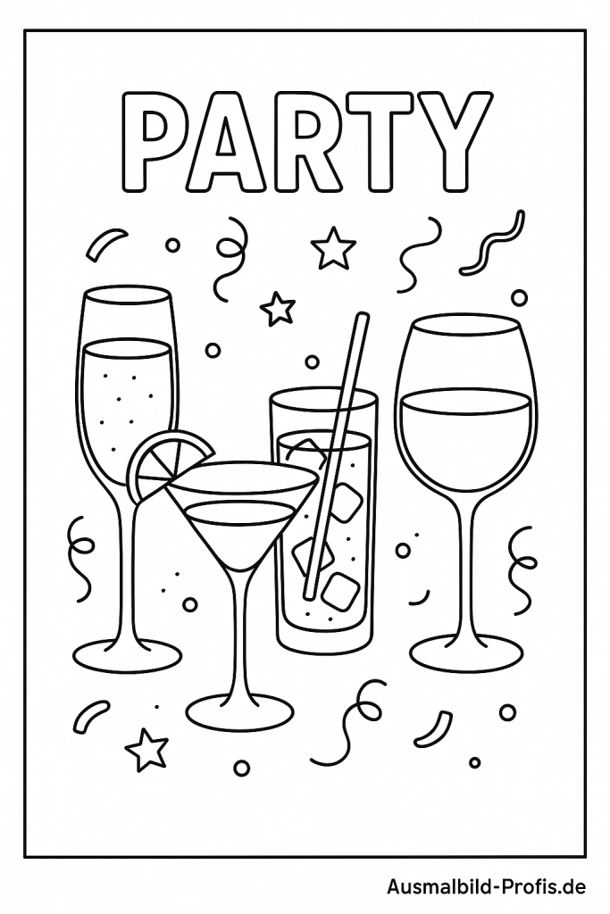 Partydrinks Ausmalbild - Ausmalbild-Profis.de