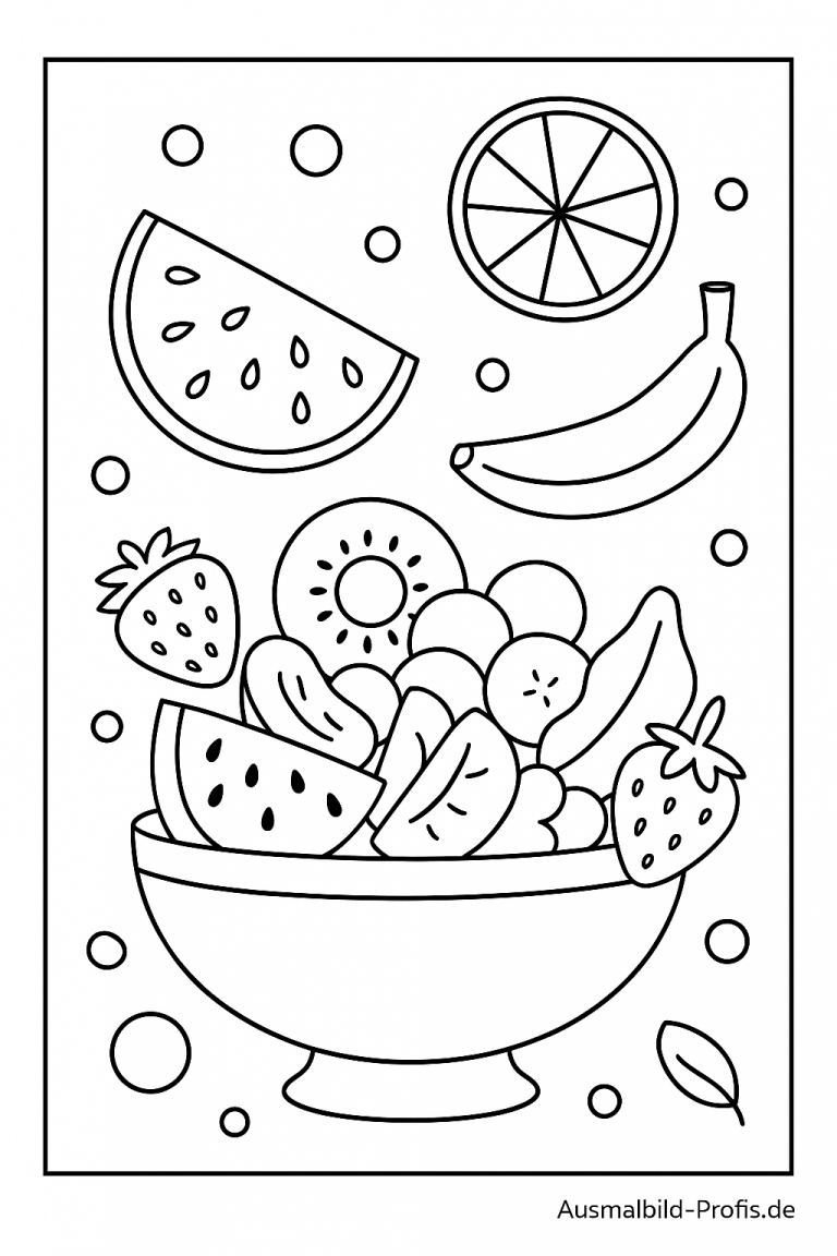 Obst Ausmalbilder kostenlos - Ausmalbild-Profis.de
